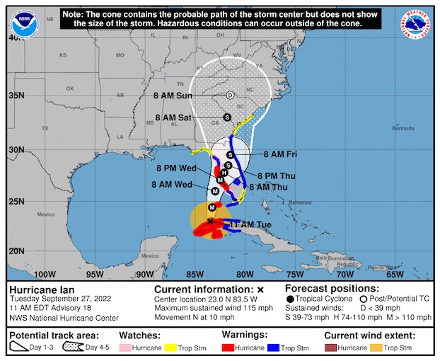 Hurricane Ian expected to make landfall near Tampa Wednesday night or ...