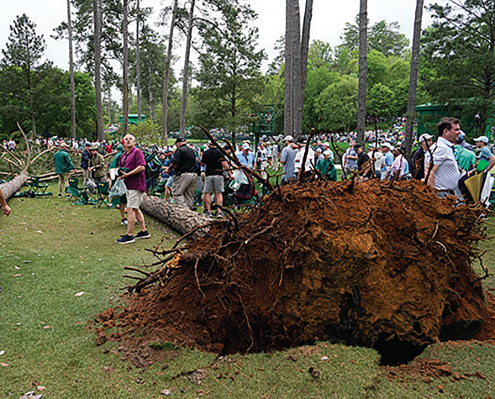 Storms uproot play at Masters, fallen trees halt second round ...